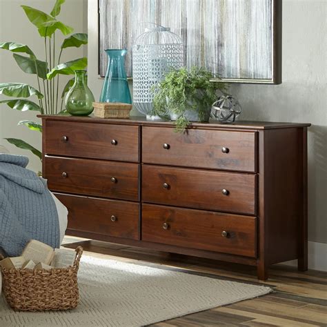Benjara Bm285077 59 In Acacia Wood 6 Spacious Drawers Hedy