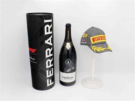 2021 Lewis Hamilton Signed Ferrari 1st Place Champagne Bottle And