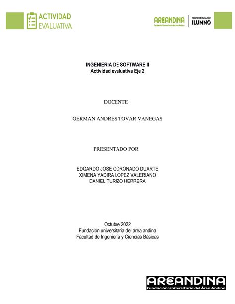 Solución Actividad Eje 2 Ingenieria De Software Ii Ingenieria De Software Ii Actividad