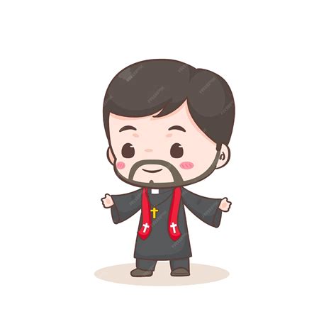 Prêtre Ou Pasteur Mignon Illustration De Personnage De Dessin Animé