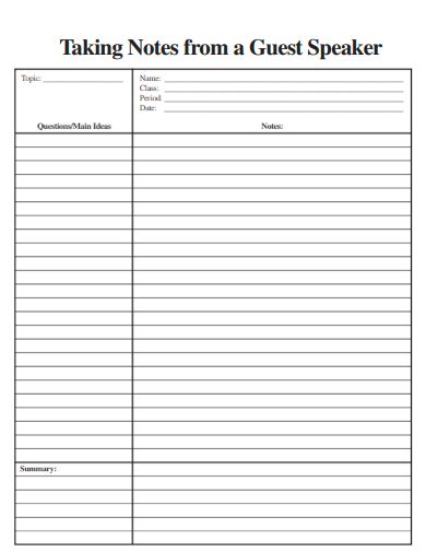 Free 29 Note Taking Form Samples In Pdf