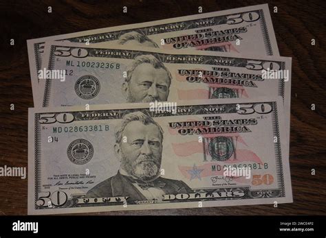 Lewiston Idaho Usa 30 December 2017 Three Us 50 Dollar Bills Usa