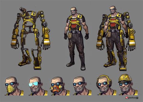 Bl2 Hyperion Engineer Exoesqueleto Luz Y Sombra Dibujo Robots Dibujo