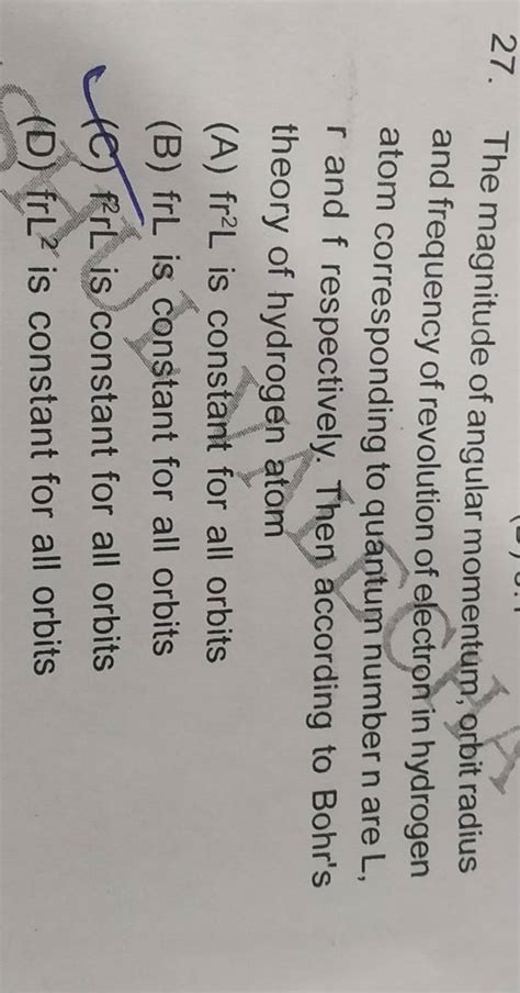 The Magnitude Of Angular Momentum Orbit Radius And Frequency Of Revoluti