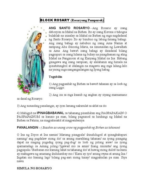 Block Rosary Rosaryong Pampurok Pdf