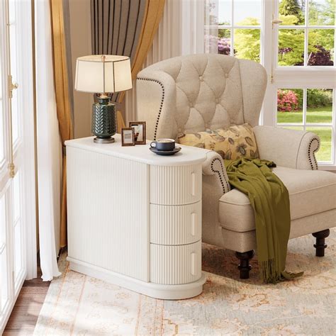 Tribesigns End Table No Assembly Required 23 62 In W X 24 01 In H White Wood Rectangular Modern