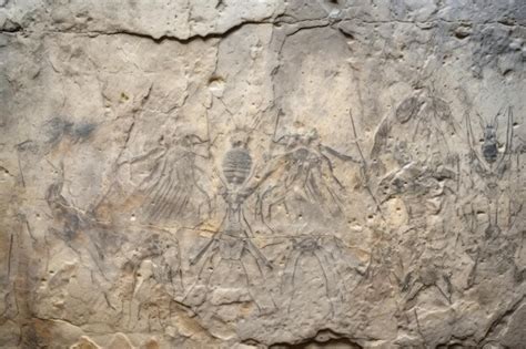 Premium Photo Fossilized Insect Imprints In Shale Stone