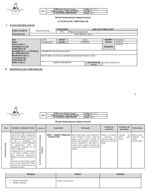 Act Apren Poesía A Mamá Lee Pdf Maestros Aprendizaje