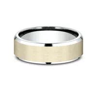Satin Finish Beveled Edge Comfort Fit Band 7mm Yellow Gold 14k