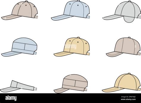 Baseball Cap Set Side View Stock Vector Image And Art Alamy