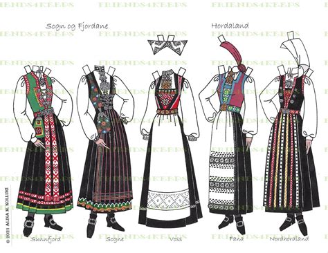 Printable 8 Page Norwegian Bunad Folk Costumes Of Norway Digital Paper