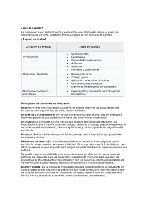 Qué Es Evaluar Pdf Evaluación Enseñando