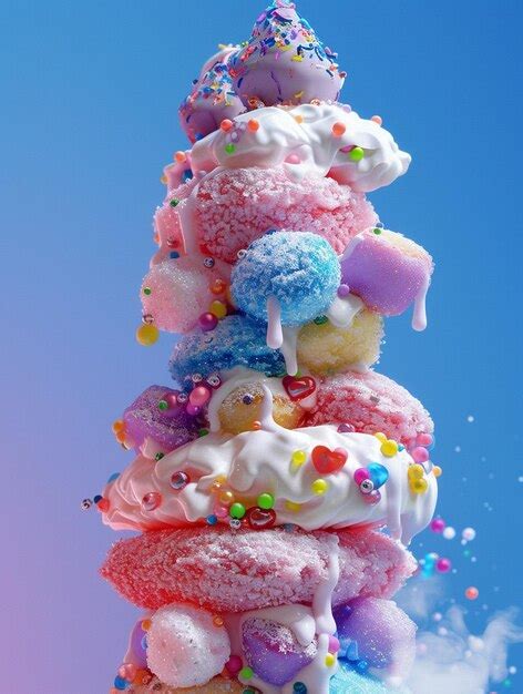 Premium Photo Colorful Candy Tower With Sprinkles And Frosting