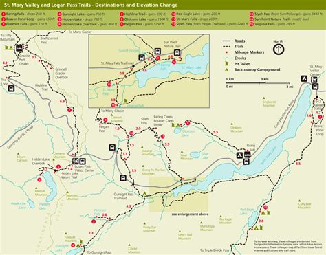 Logan Pass And St Mary Valley Trail Map