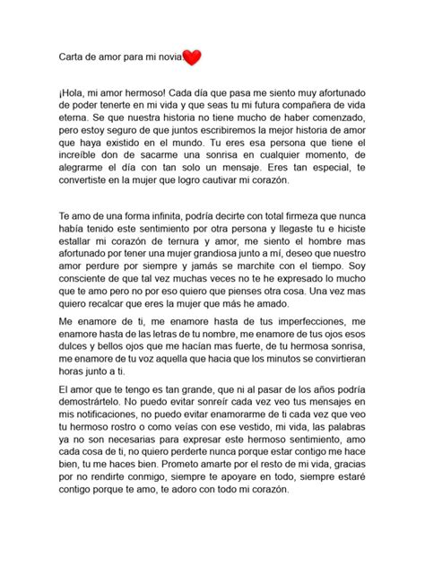 Carta De Amor Para Mi Novia Eterna Pdf