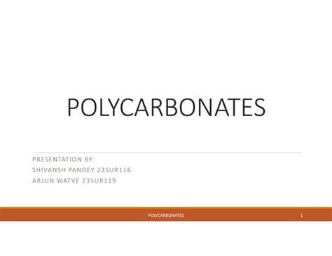 Polycarbonates Pdf Synthesis Route Application Pdf