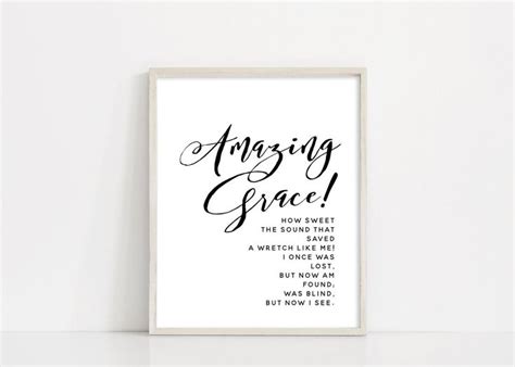 Amazing Grace Hymn Wall Art Black And White Printable Hymn Amazing