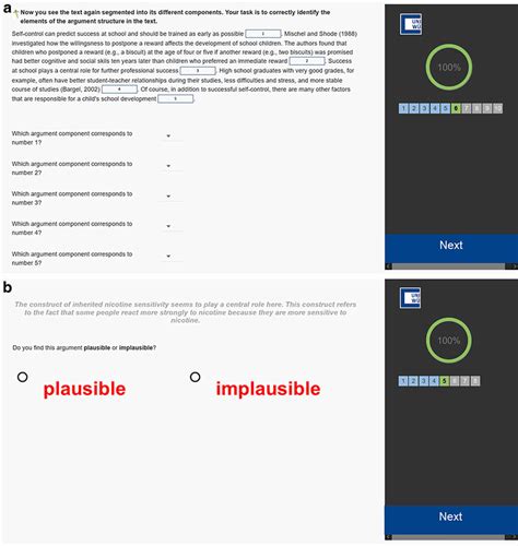 Example Of Practice Items From The Argument Structure Training And The