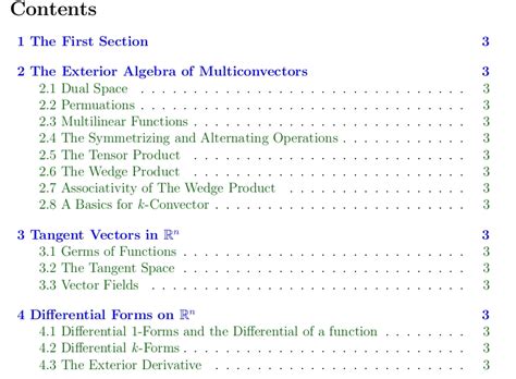 Table Of Contents The Space Between The Numbering Of The Subsections