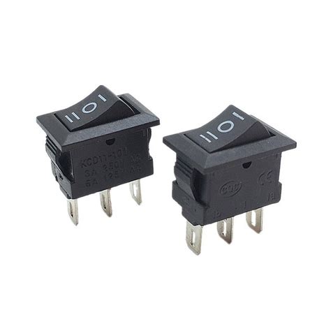 Mini Rocker Switch 3 Pin On Off On Spdt 125vac 6a 250vac 3a Black 10mmx15mm Kcd11 2x 5x 10x