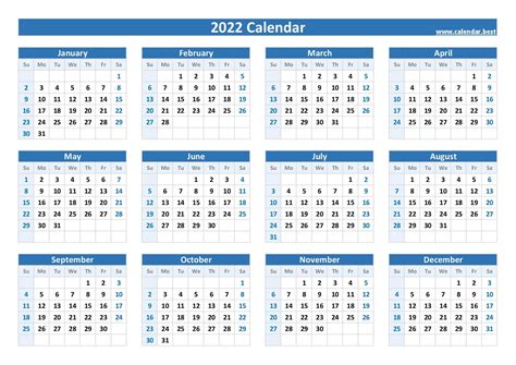 2022 Calendar With Week Numbers