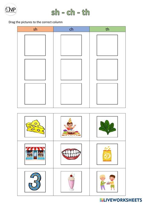 Digraphs - sh th ch worksheet | Live Worksheets
