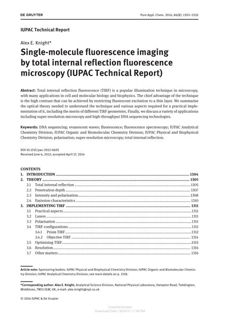 Pdf Single Molecule Fluorescence Imaging By Total Internal Reflection