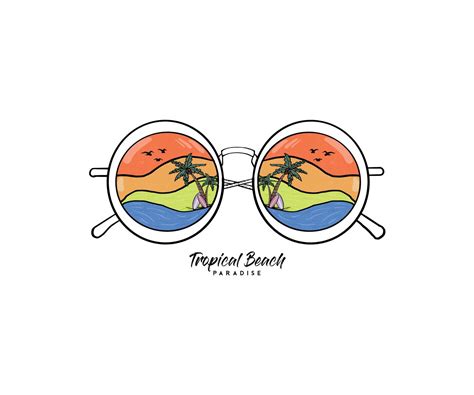 Vintage Retro Summer Sunglass With Sunshine Beach Summer Beach