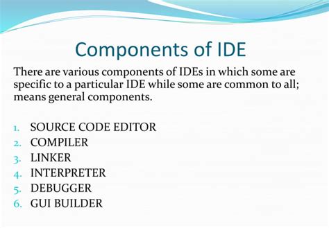 Integrated Development Environments Ide Pptx