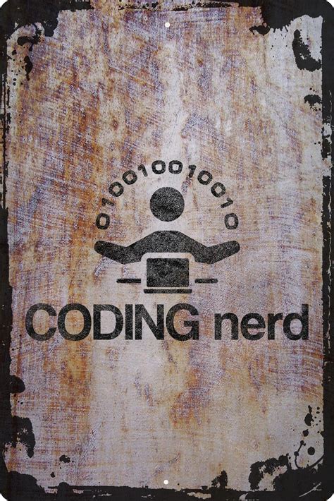 Coding Nerd Zeros And Ones Computers Stick Figure Beige Wall Art Decor