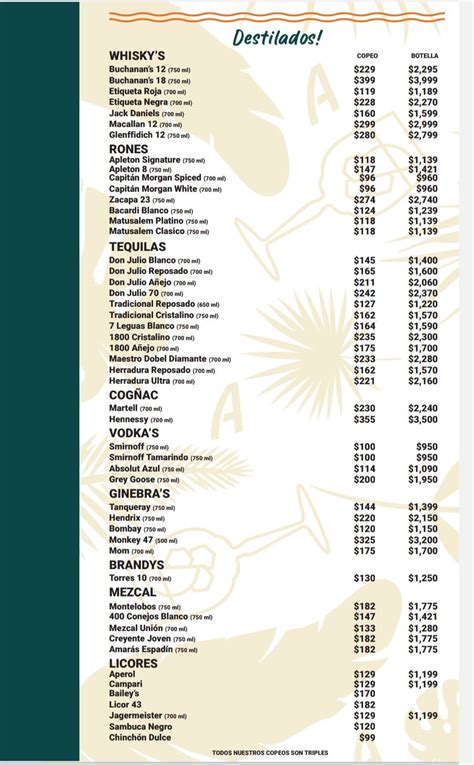 Carta Del Restaurante Mariscos Mamá Mar Monterrey