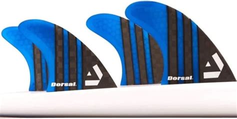 Dorsal Surfboard Fins Quad 4 Set Fcs Compatible Blue Medium Carbon