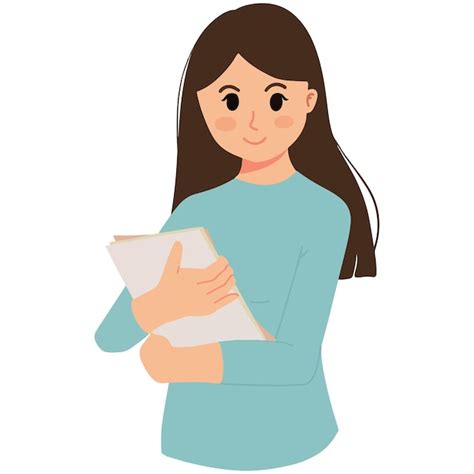 Premium Vector A Woman Student Or A Worker Holding A Paper Illustration