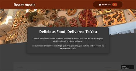 react food ordering app codesandbox
