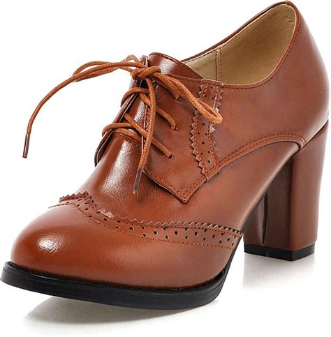 Shemee Womens Chunky High Heel Wingtip Oxfords Nepal Ubuy