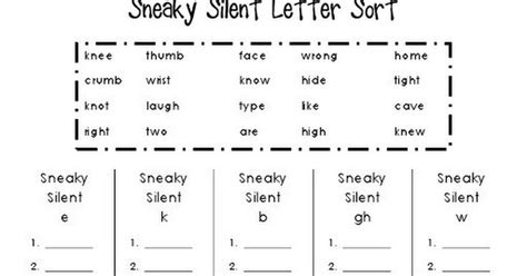 The Sneaky Silent Letter Sort Pdf Letter Sort Esl Teaching Resources