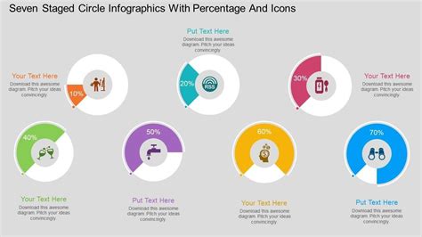 Ms Seven Staged Circle Infographics With Percentage And Icons Flat Powerpoint Design