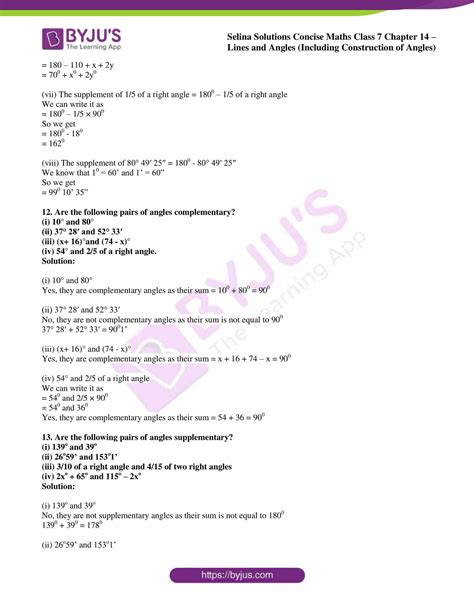 Selina Solutions Concise Maths Class 7 Chapter 14 Lines And Angles