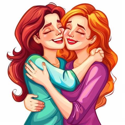 Mother And Daughter Cartoon Image Isolated On White Background