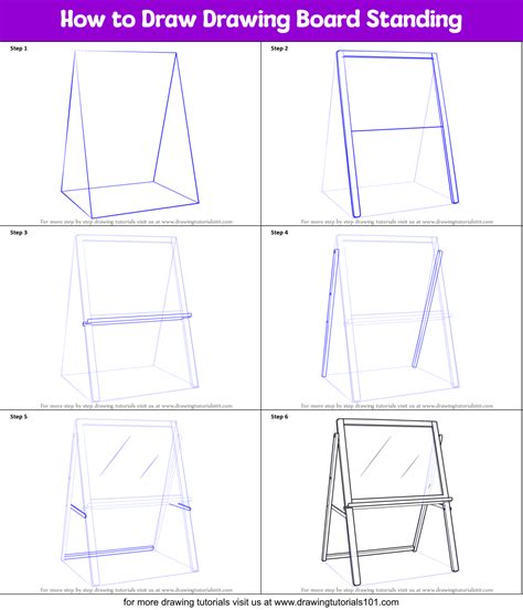 How To Draw Drawing Board Standing Furniture Step By Step