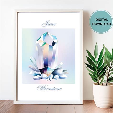 Crystal Moonstone Birthstone June Wall Art Wall Decor Home