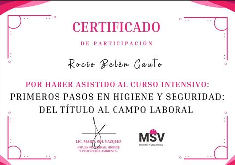 Contenta De Seguir Sumando Conocimientos En Mi Formación En Higiene Y