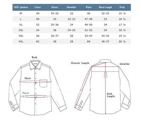 Dress Shirt Sizing Chart Minimalist Chart Design