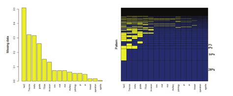 Bar Plot And The Pattern Of Missing Values For All Of The Features