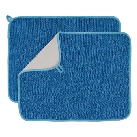 2 Pack Dish Drying Mat Microfiber Dish Drying Pad Absorbent Dishes Drainer Mat Blue Big W