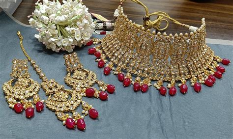 Ruby Polki Bridal Necklace Set Sku 00 B2 R Chie Creations At ₹ 2200 00 Mumbai Id 2849740244273