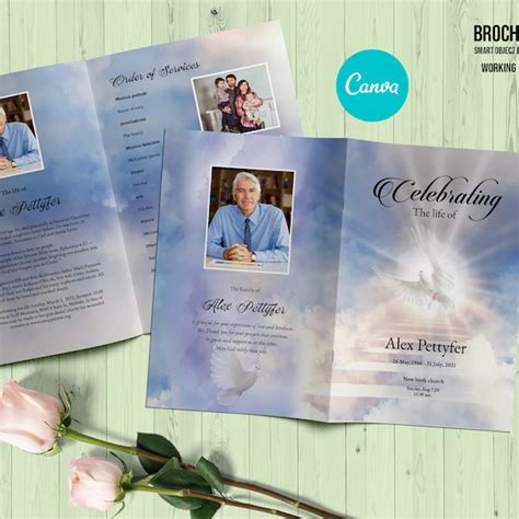 Doves Funeral Program Template Etsy