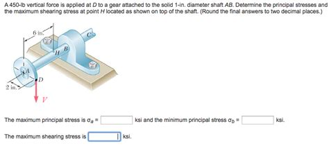 Solved A 450 Lb Vertical Force Is Applied At D To A Gear