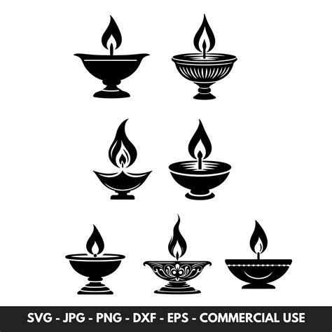 Diwali Diya Lamp Svg Bundle Hindu Festival Clipart Digital Download