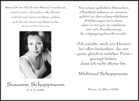 Traueranzeigen Von Susanne Schoppmann Trauer In Nrw De